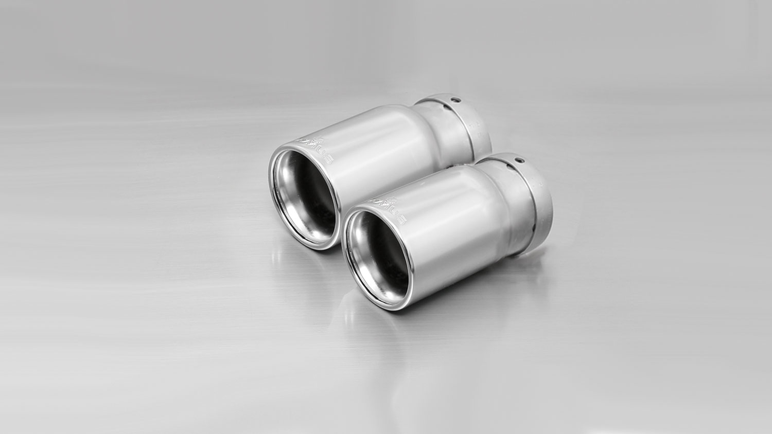 Stainless steel tail pipe set 2 tail pipes Ø 76 mm, rolled edge ...